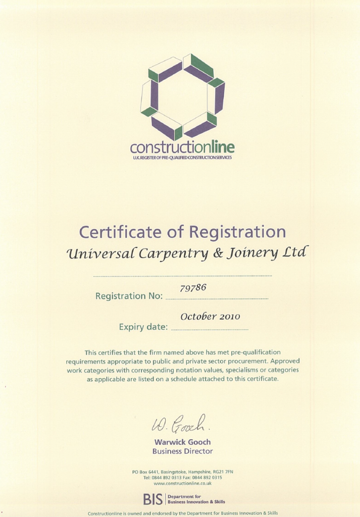 Accreditations | Universal Carpentry & Building Ltd
